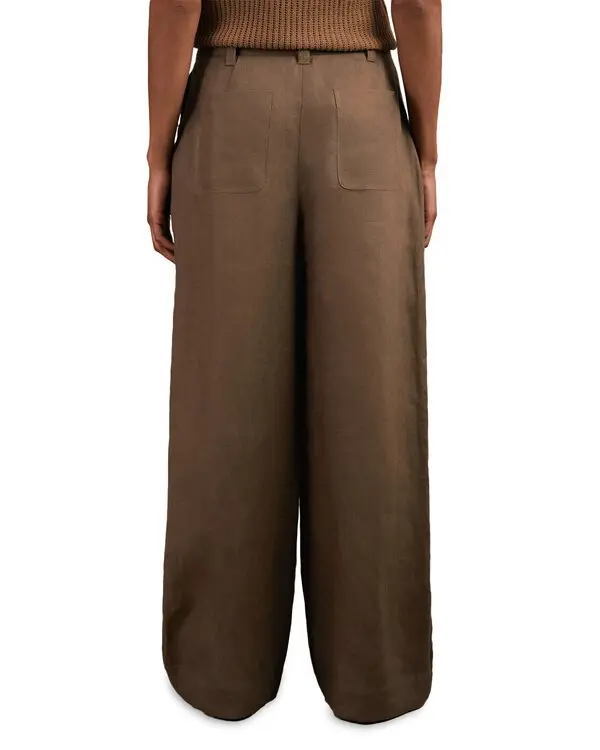 REISS Ashby Wide Leg Linen Pants