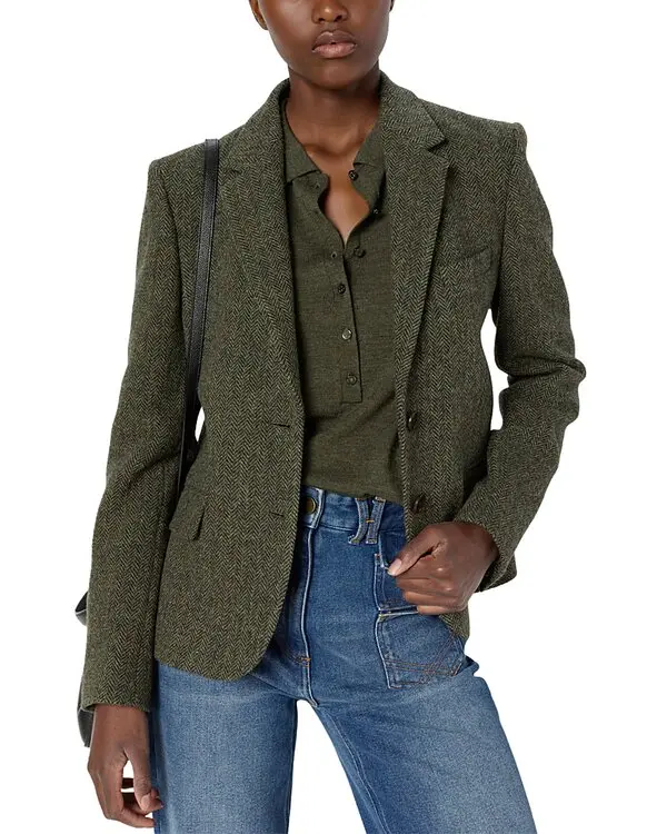 Gerard Darel Noelie Wool Herringbone Blazer