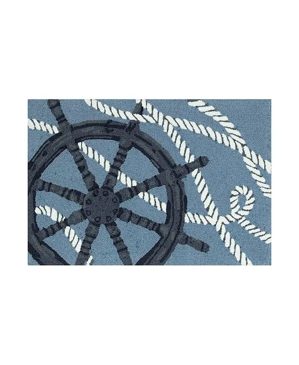 LIORA MANNE Frontporch Captain's Wheel Area Rug, 2' X 3 - Marine