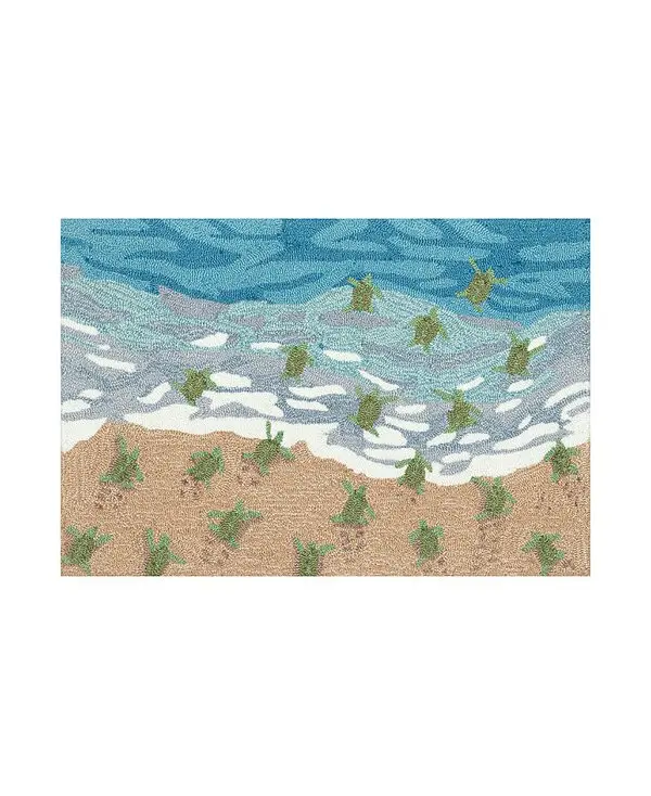 LIORA MANNE Frontporch Turtle Beach Area Rug, 1'8 X 2'6 - Ocean