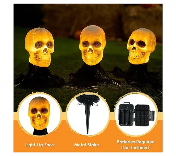 JOYFY 3-piece Light-up Skeleton Halloween Stake S