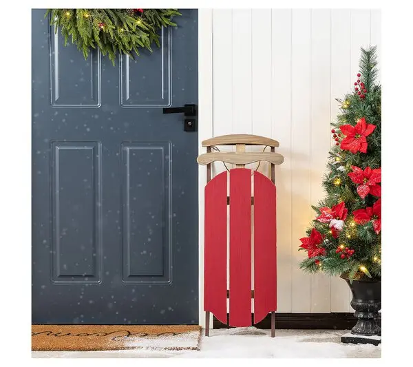 GLITZHOME 34.25h Christmas Sleigh Porch Decorsign - One-color