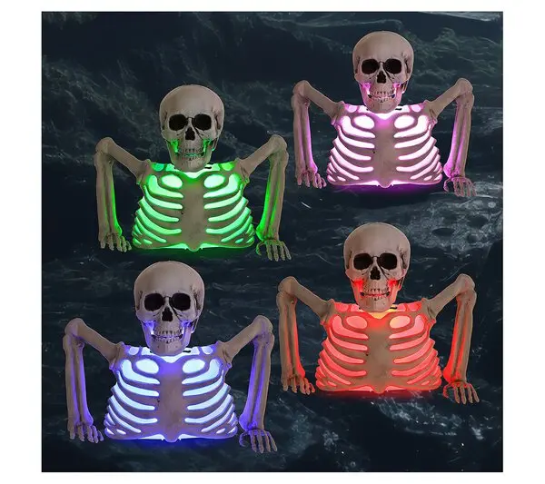 JOYFY Lighted Skeleton Tabletop Halloween Groun Dbreaker