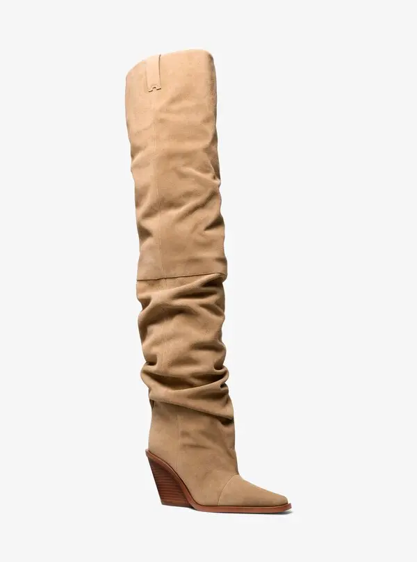 Michael Kors Noemie Over-the-knee Suede Boots - Natural