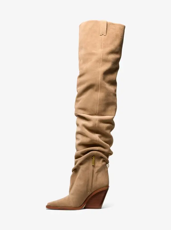 Michael Kors Noemie Over-the-knee Suede Boots - Natural