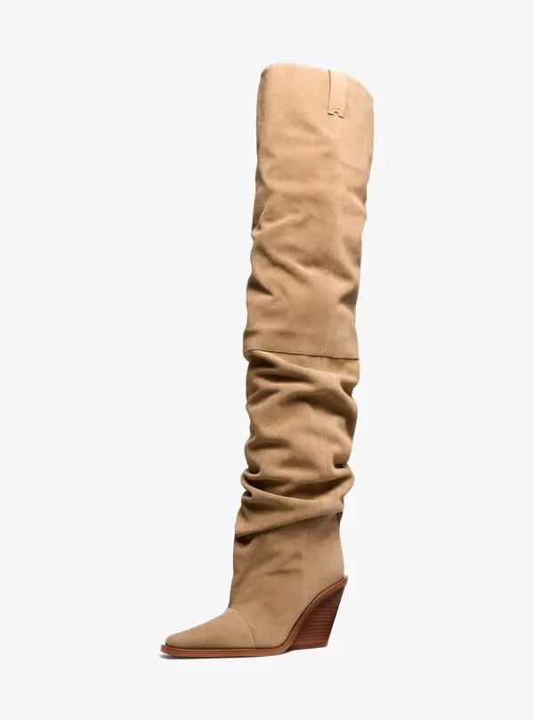 Michael Kors Noemie Over-the-knee Suede Boots - Natural