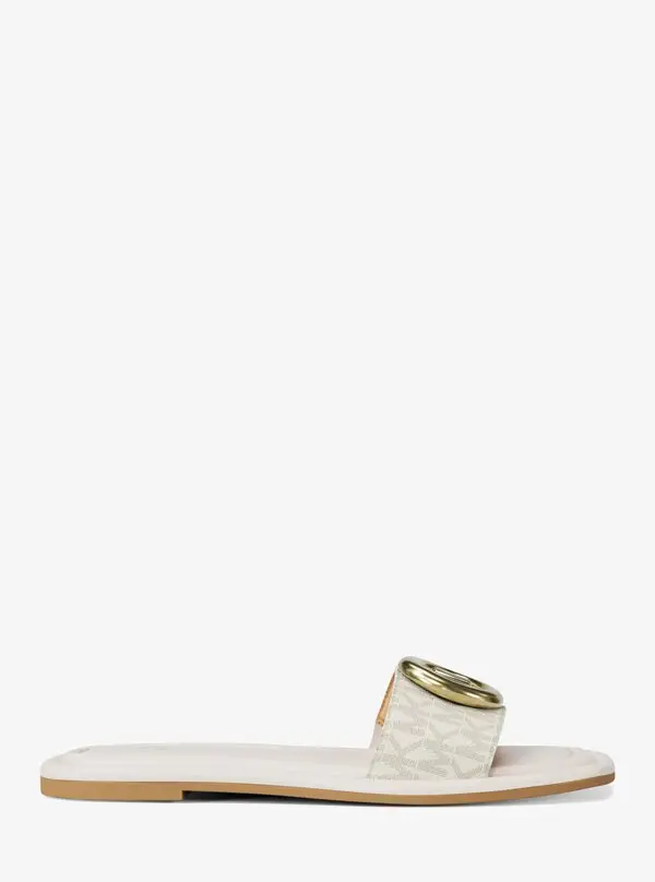 Michael Kors Milan Signature Logo Slide Sandal - Natural