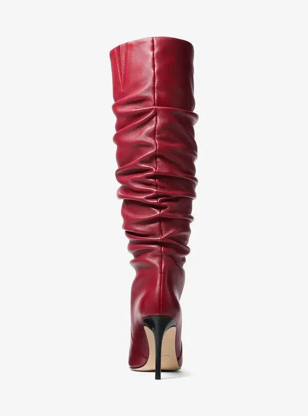 Michael Kors Dawn Ruched Leather Knee-high Boots - Red