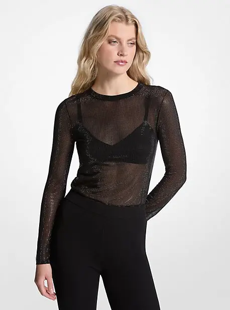 Michael Kors Embellished Mesh Top