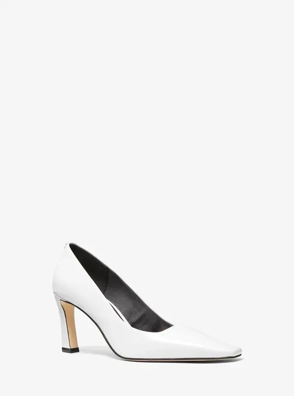 Michael Kors Darrah Crackled Patent Leather Pump - White