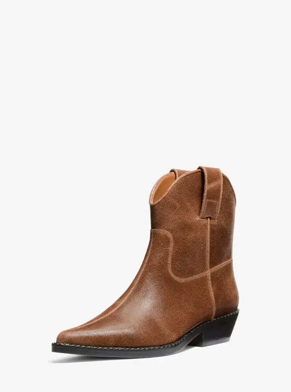 Michael Kors Noemie Distressed Leather Boots - Brown