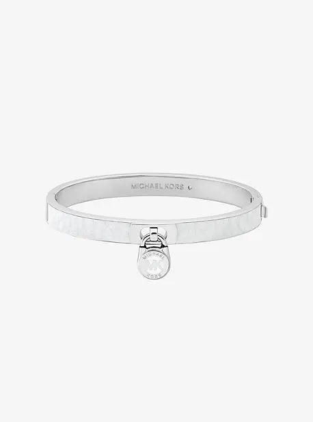 Michael Kors Lock Charm Leather Bangle - Silver