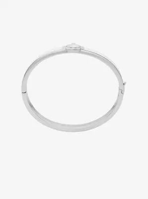 Michael Kors Lock Charm Leather Bangle - Silver