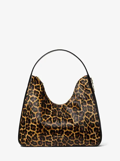 Michael Kors Nayla Medium Leopard Print Calf Hair Shoulder Bag