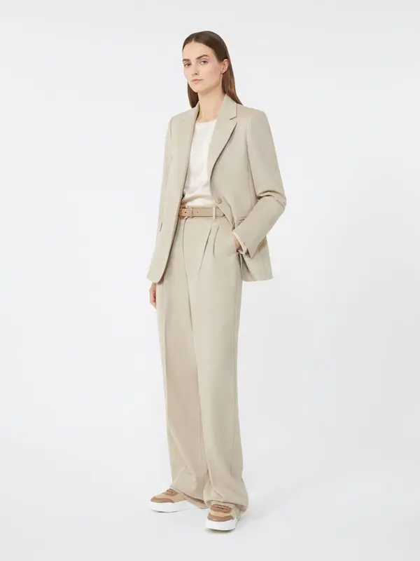 Max Mara Single-breasted Wool Broadcloth Blazer - Beige