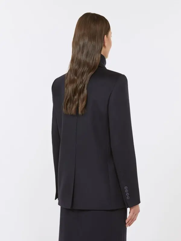 Max Mara Single-breasted Wool Broadcloth Blazer - Navy