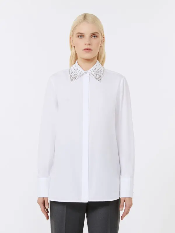 Max Mara Crystal-adorned Poplin Shirt - Optical White