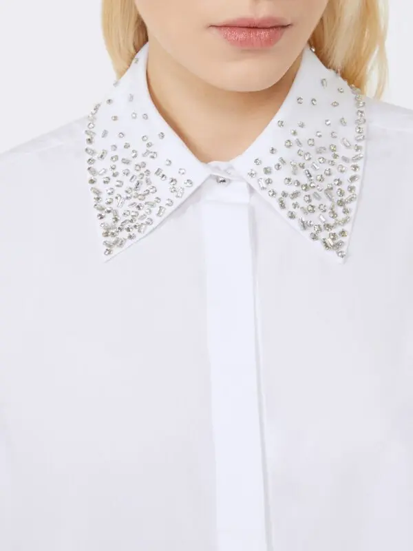Max Mara Crystal-adorned Poplin Shirt - Optical White