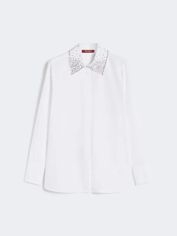 Max Mara Crystal-adorned Poplin Shirt - Optical White