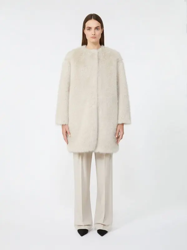 Max Mara Faux Fur Effect Fabric Coat