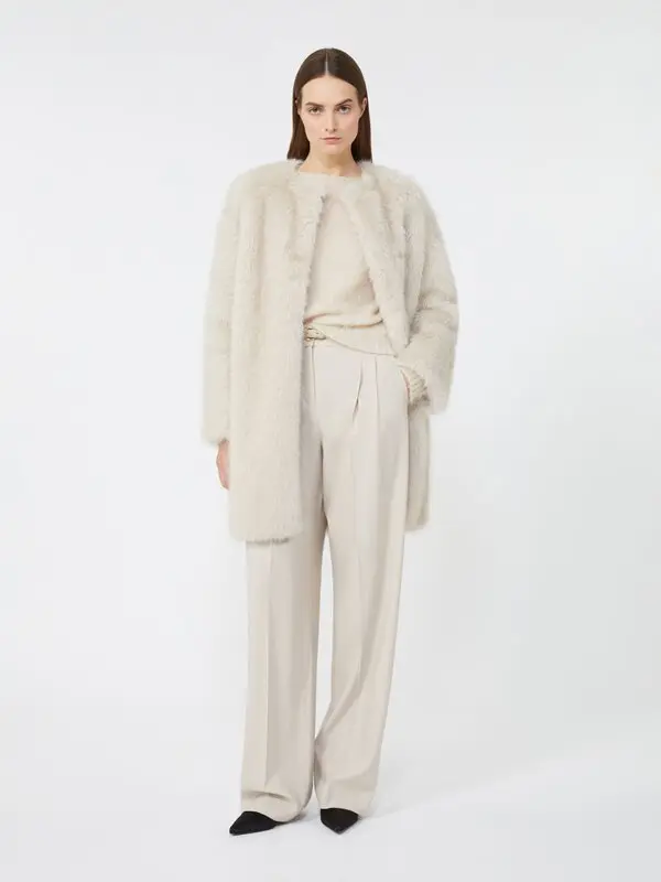 Max Mara Faux Fur Effect Fabric Coat