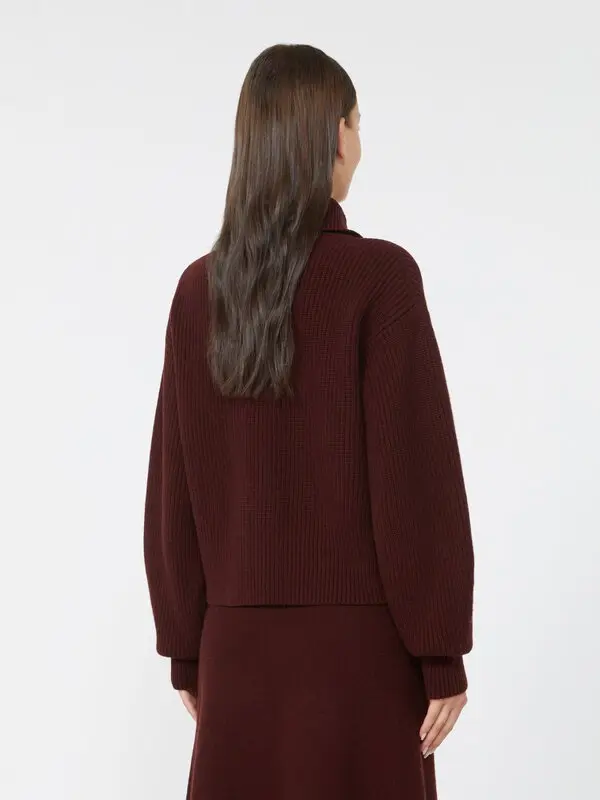 Max Mara Wool And Cashmere Jumper With Zip - Cherry