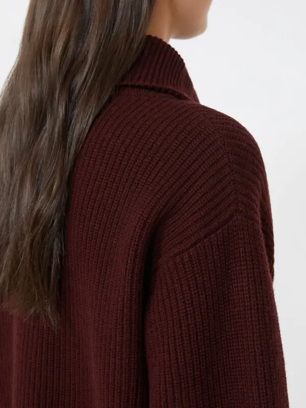 Max Mara Wool And Cashmere Jumper With Zip - Cherry