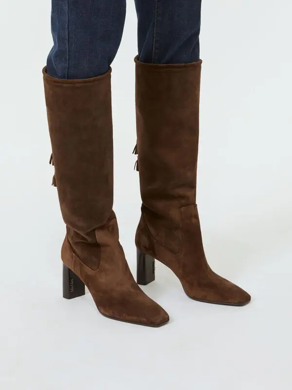 Max Mara Soft Suede High Boots - Dark Brown