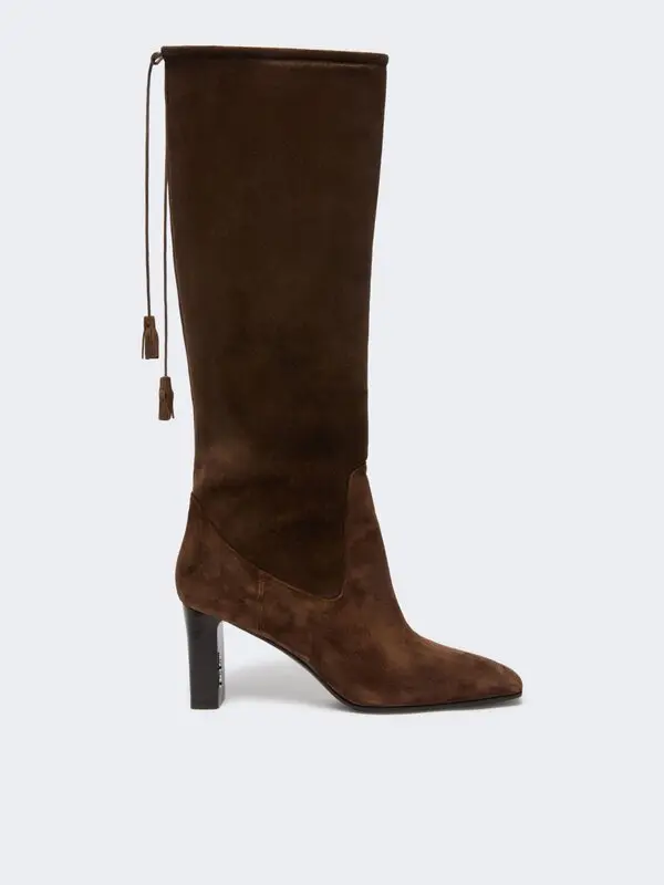 Max Mara Soft Suede High Boots - Dark Brown