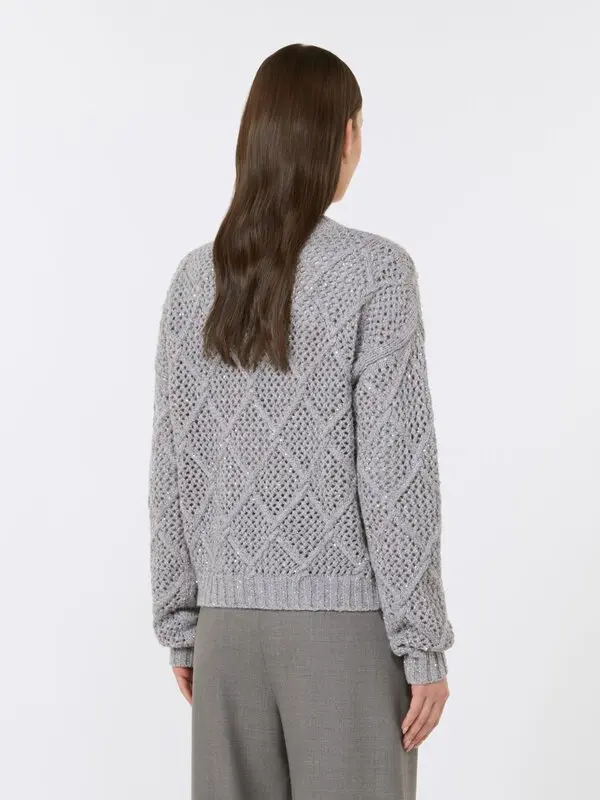 Max Mara Sweater In Wool And Cashmere With Sequins - Light Grey