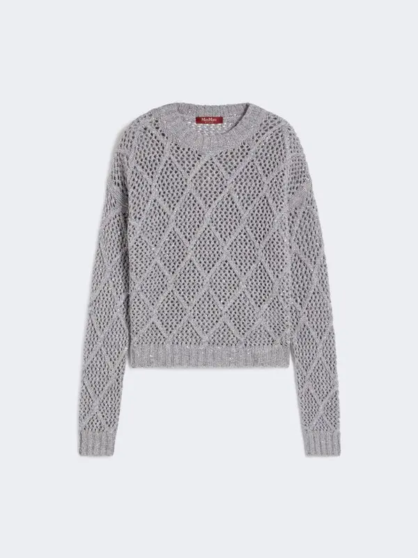 Max Mara Sweater In Wool And Cashmere With Sequins - Light Grey