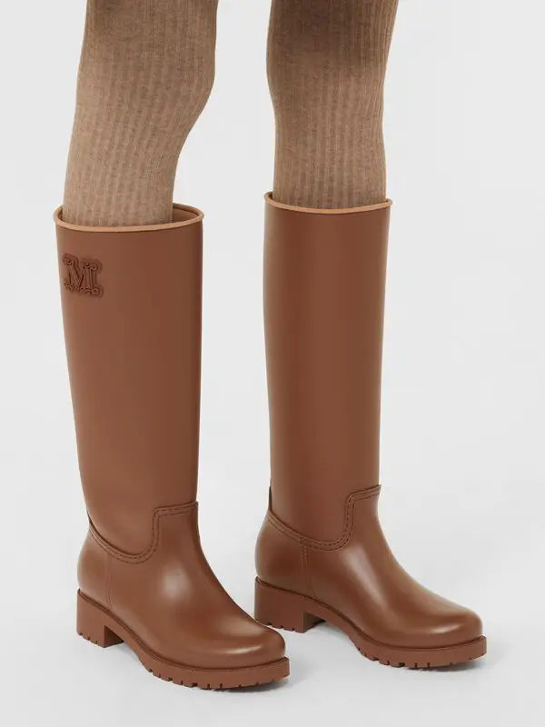 Max Mara Knee-high Rubber Boots - Amber Brown