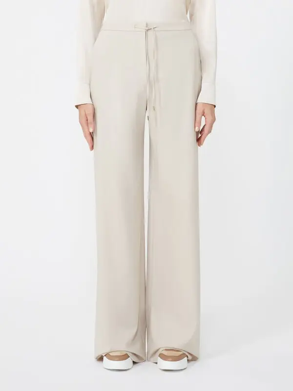 Max Mara Wool Twill Drawstring Trousers - Beige