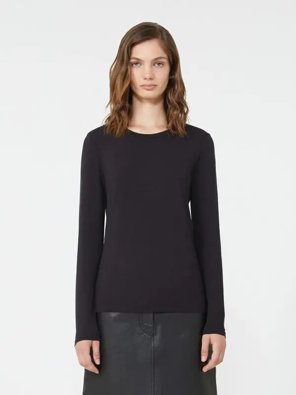Max Mara Stretch-viscose Jersey Basic T-shirt - Black
