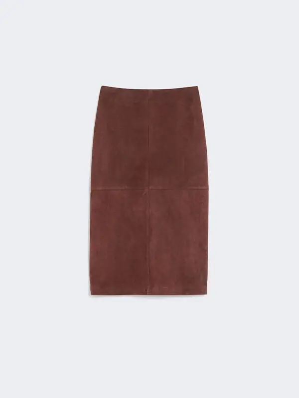 Max Mara Midi Suede Skirt - Wine-coloured