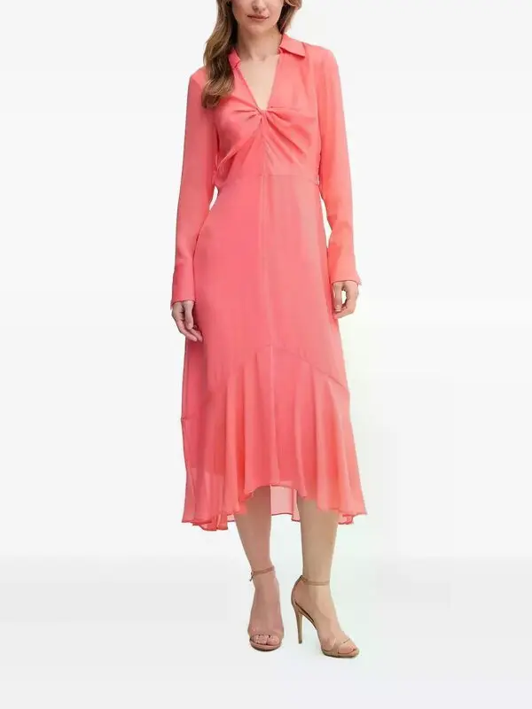 Twist-front Asymmetric-hem Dress
