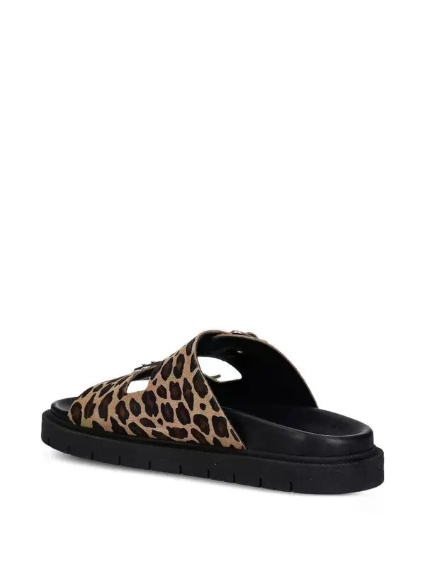 SUMMERY COPENHAGEN Leopard-print Buckled Flat Sandals