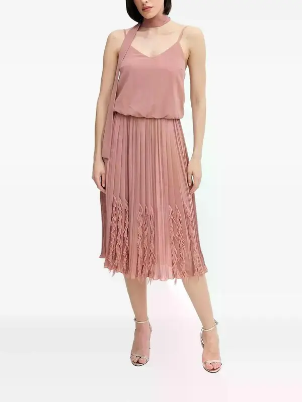 SANDRO FERRONE Pleated Fringe Midi Dress