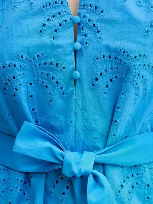 Desigual Eyelet-Embroidered Belted Mini Dress - Blue - 20% Off |  Editorialist