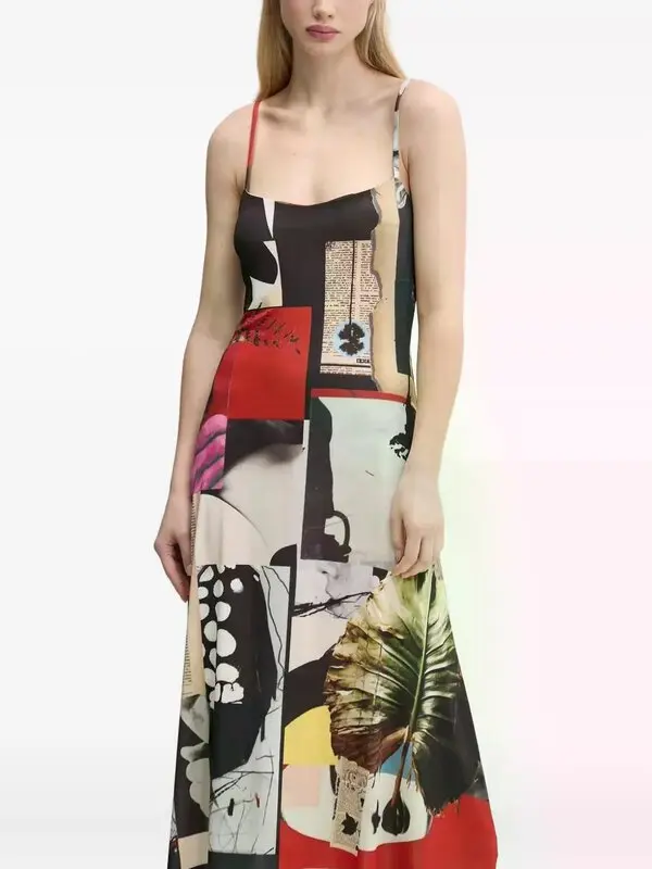 Desigual Patchwork-print Slip Midi Dress