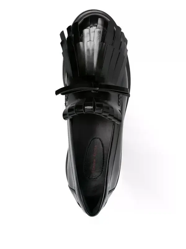 Simone Rocha Low Tracker Fringe Leather Loafers