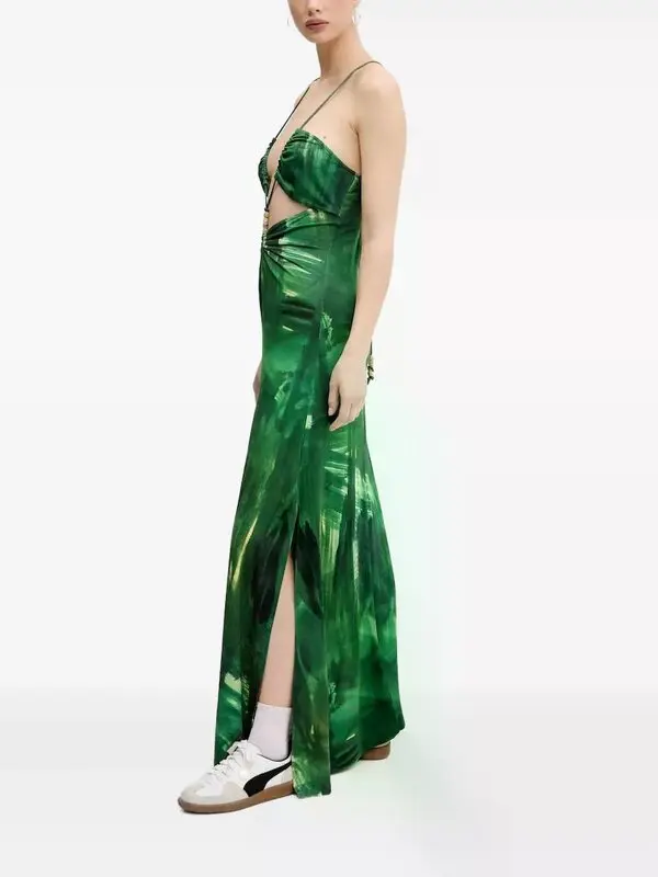 Desigual Leaf-print Tie-back Maxi Dress