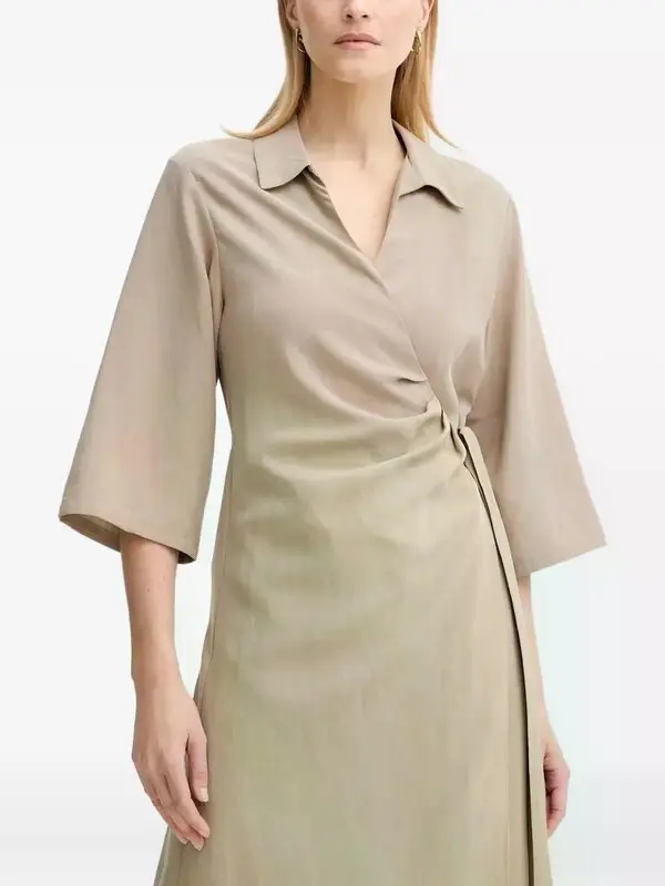 SAMSOE SAMSOE Wrap-effect Midi Dress - Neutrals