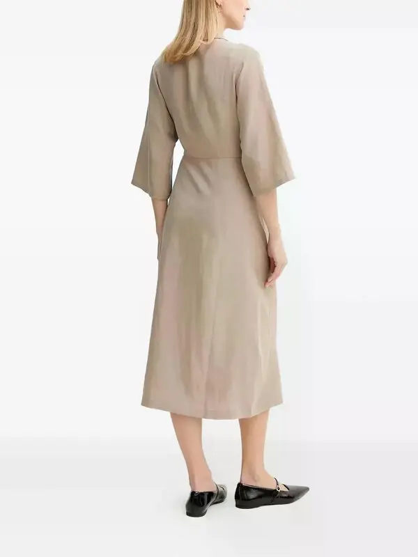 SAMSOE SAMSOE Wrap-effect Midi Dress - Neutrals