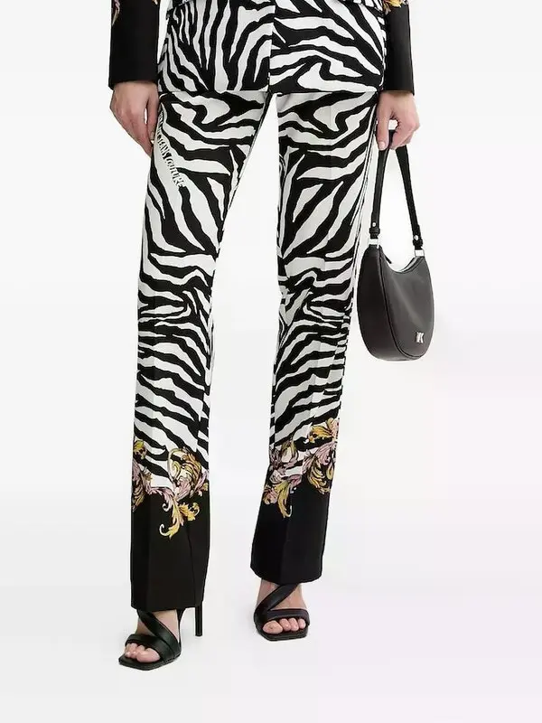 Versace Zebra-print Straight Leg Trousers - Black