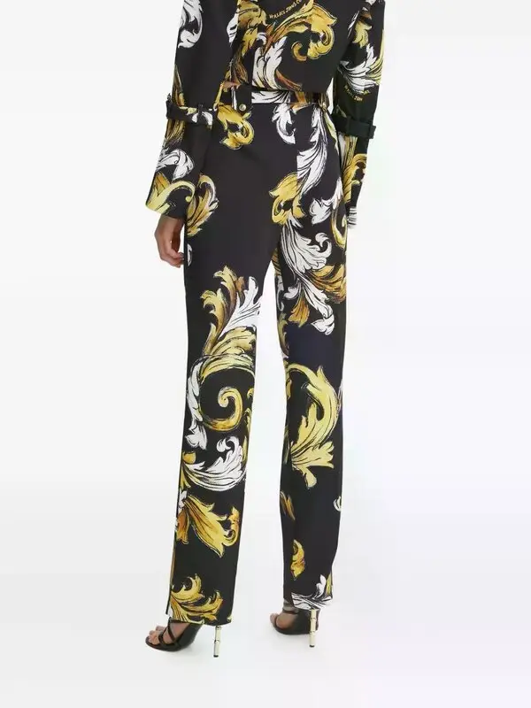 Versace Baroque-print Belted Trousers