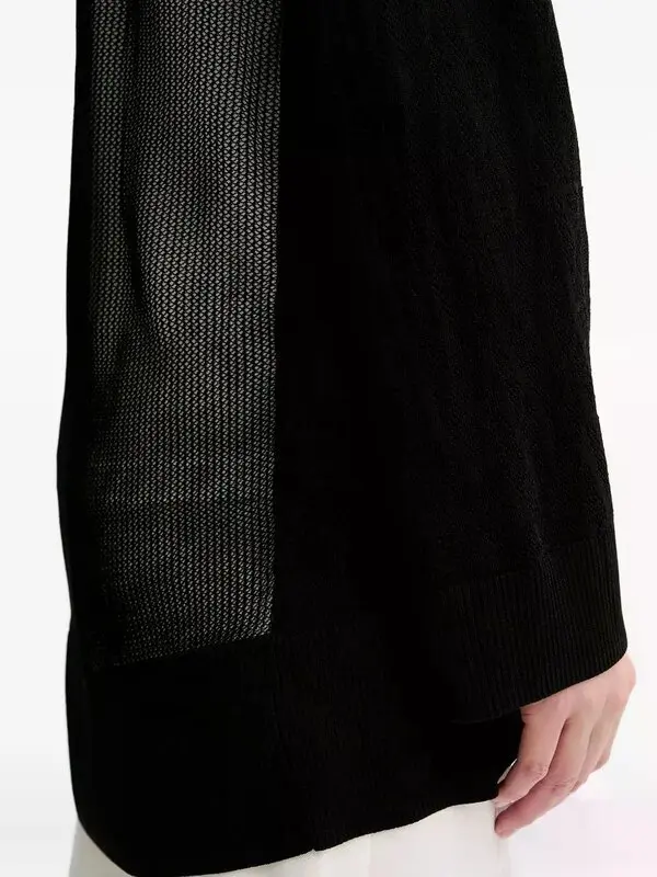 Armani Exchange Wide-hem Long-sleeve Cardigan - Black