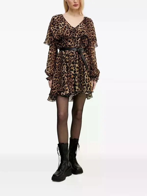 ANIYE BY Leopard-print Ruffled A-line Dress