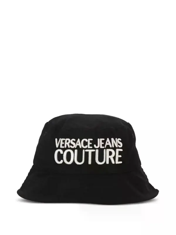 Versace Embroidered Logo Bucket Hat - Black
