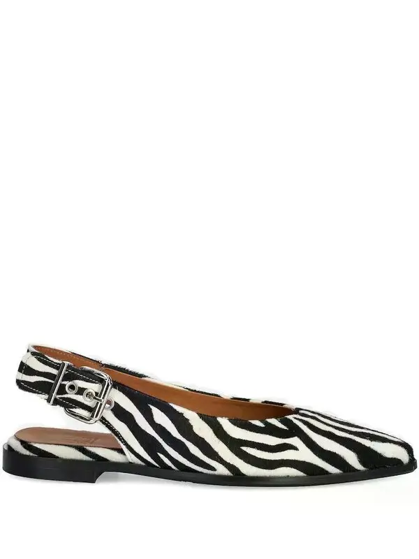 BILLI BI Zebra-print Slingback Flats - Black